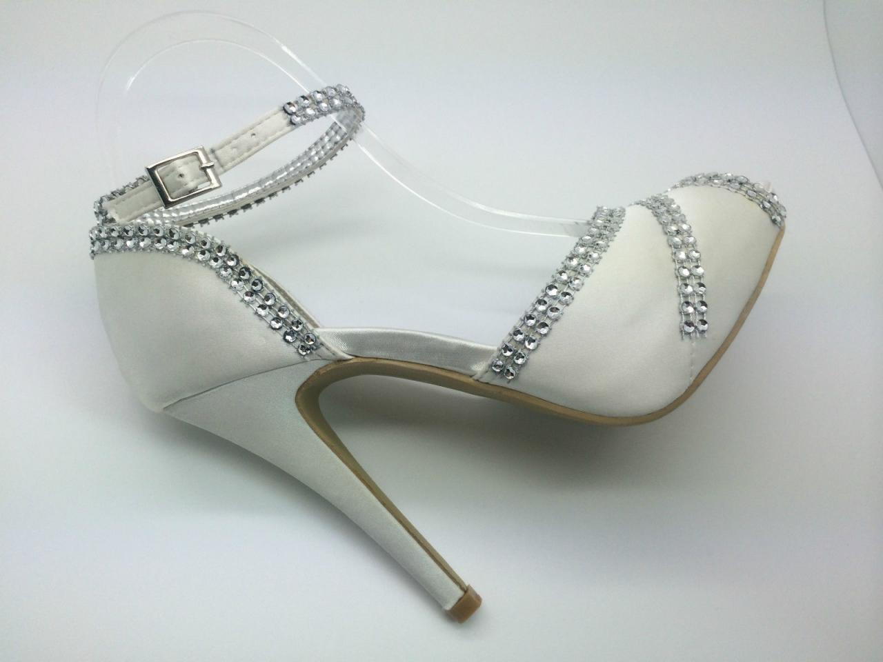 Ladies Womens Wedding Evening Prom High Heel Platform Bridal Sandals ...