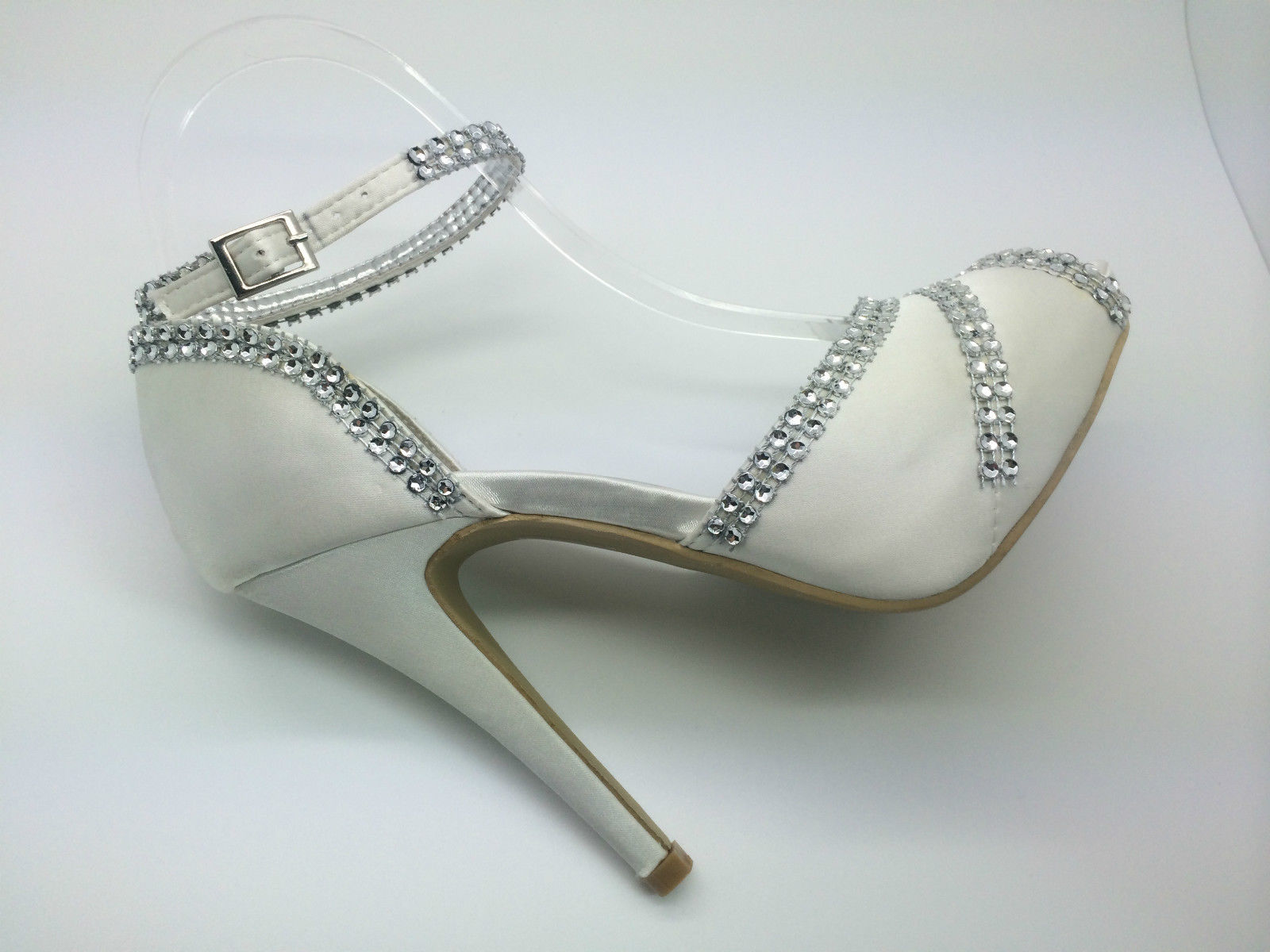 LADIES WOMENS WEDDING EVENING PROM HIGH HEEL PLATFORM BRIDAL SANDALS ...